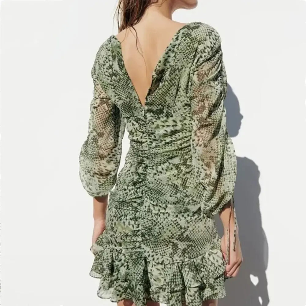 Green Snake Print Dress | Snakes Store™