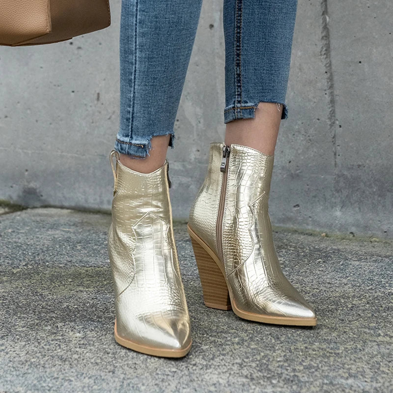 Gold Snakeskin Booties | Snakes Store™