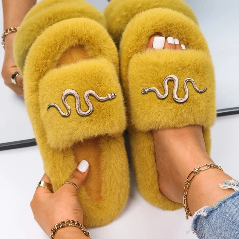 Yellow Snakeskin Slippers | Snakes Store™