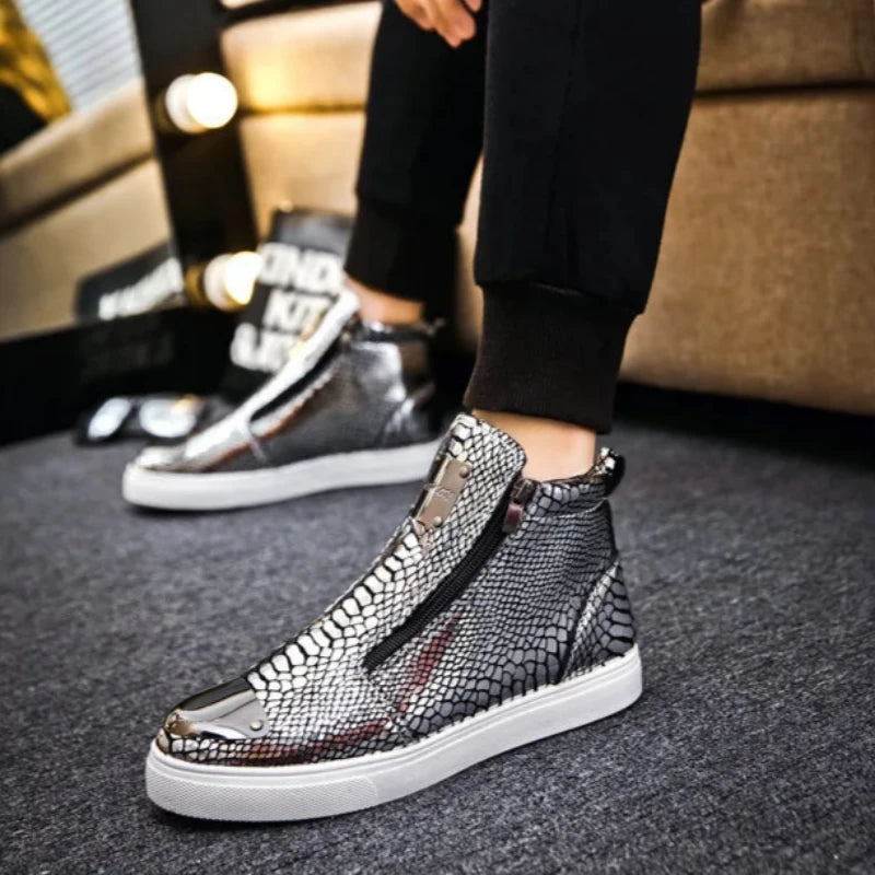 Silver Snakeskin Sneakers | Snakes Store™