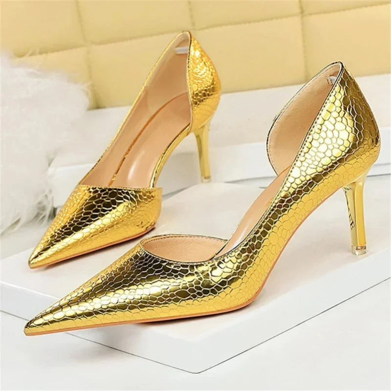 Gold Snakeskin Pumps | Snakes Store™