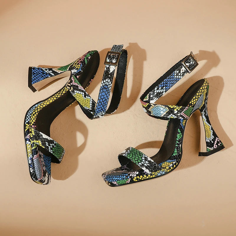 Snakeskin Strappy Heels | Snakes Store™