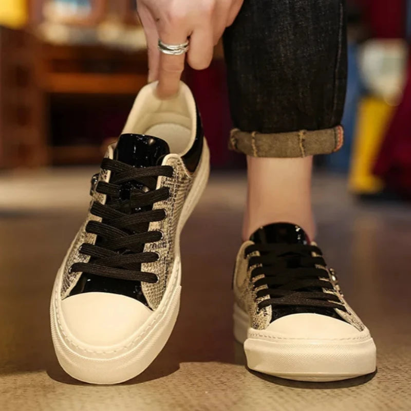 Snakeskin Lace Up Sneakers | Snakes Store™