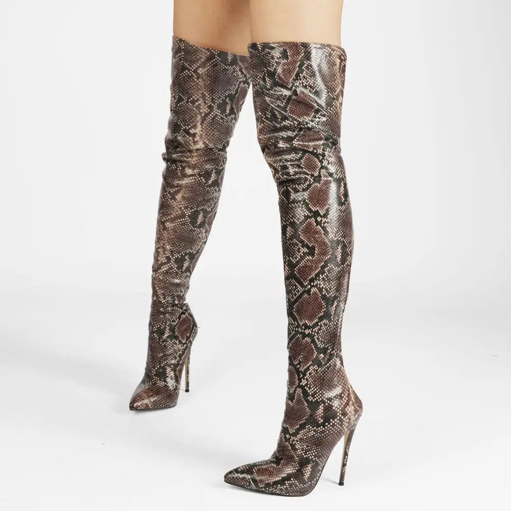 Snake Print Thigh High Boots | Snakes Store™
